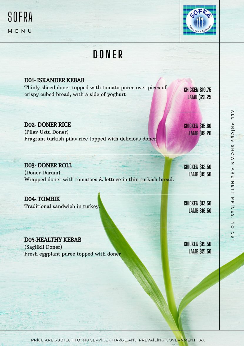 ALL MENU – Sofra Turkish Cafe & Restaurant
