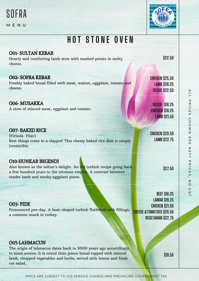 ALL MENU – Sofra Turkish Cafe & Restaurant