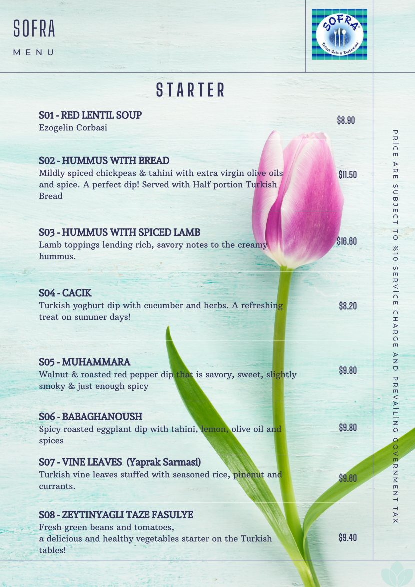 Starters – Sofra Turkish Cafe & Restaurant